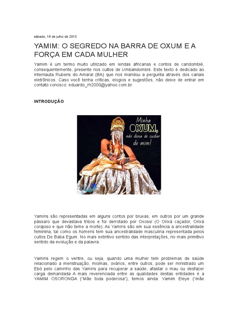 Yamim: A Força Feminina no Candomblé | PDF | Religião e crença