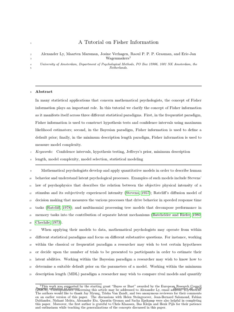 Understanding Fisher Information in Statistics | PDF | Statistical ...