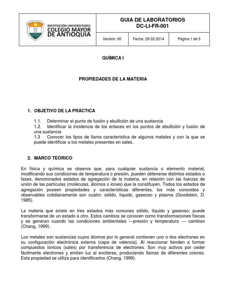 DC-LI-FR-001 Practica 3 Propiedades de La Materia | PDF | Importar ...