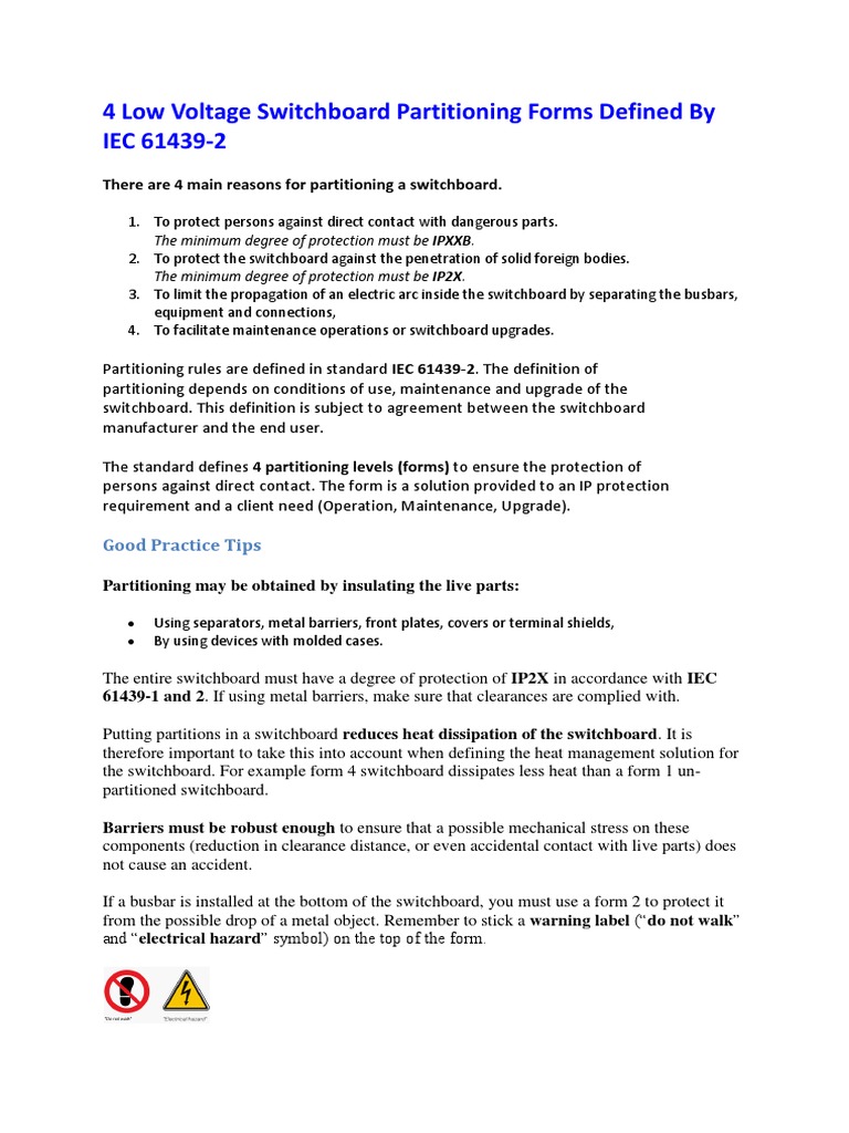 4 Low Voltage Switchboard Partitioning Forms Defined by IEC 61439-2 | PDF | Insulator ...