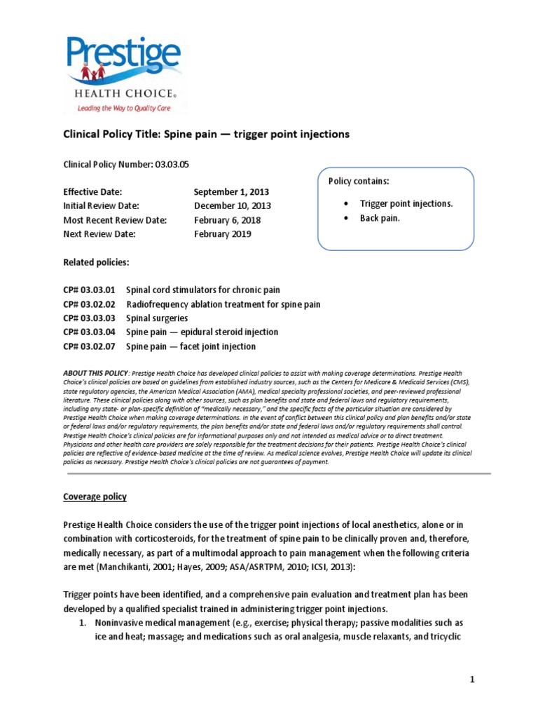 Spine Pain Trigger Point Injections | PDF | Myofascial Trigger Point ...