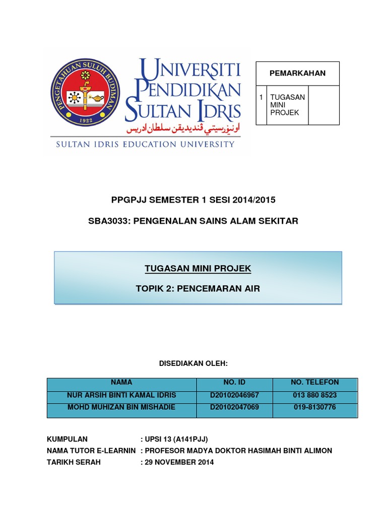 Tugasan Mini Projek - d20102046967 - Nur Arsih Binti Kamal Idris | PDF