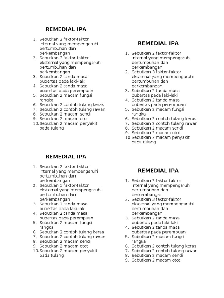 Remedial Ipa | PDF | Kesehatan Holistik