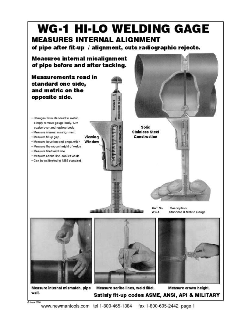 WG-1 Hi-Lo Welding Gage | PDF | Pipe (Fluid Conveyance) | Steel
