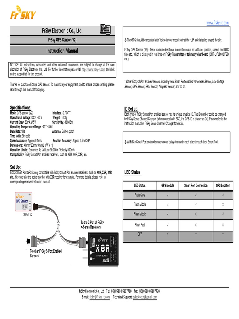 Frsky Electronic Co., Ltd. Instruction Manual: Frsky Gps Sensor (V2 ...