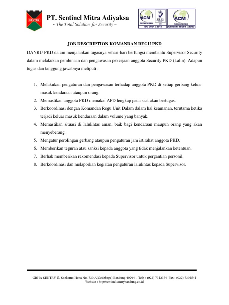 Job Desk Danru PKD | PDF