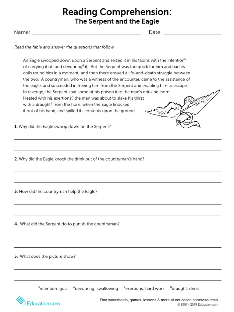 Reading Comprehension The Serpent and The Eagle | PDF