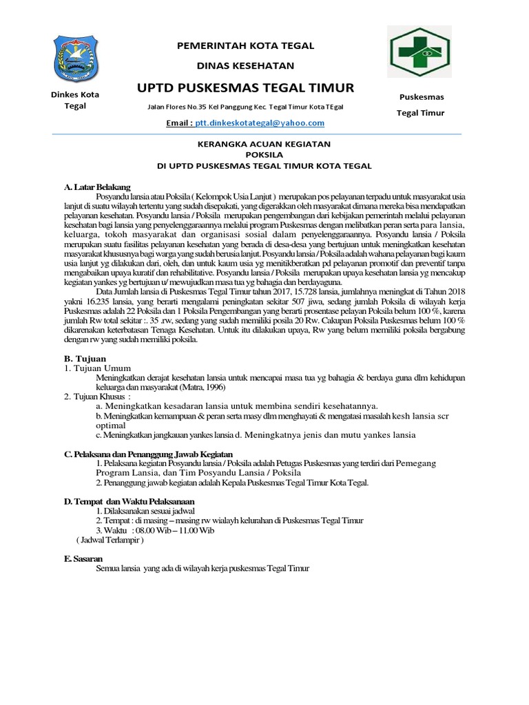 Program Lansia KAK, SOP Dan SK | PDF