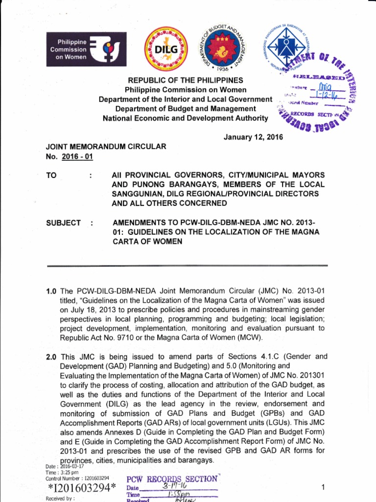 JMC 2016-01 | PDF | Government Agencies | Government