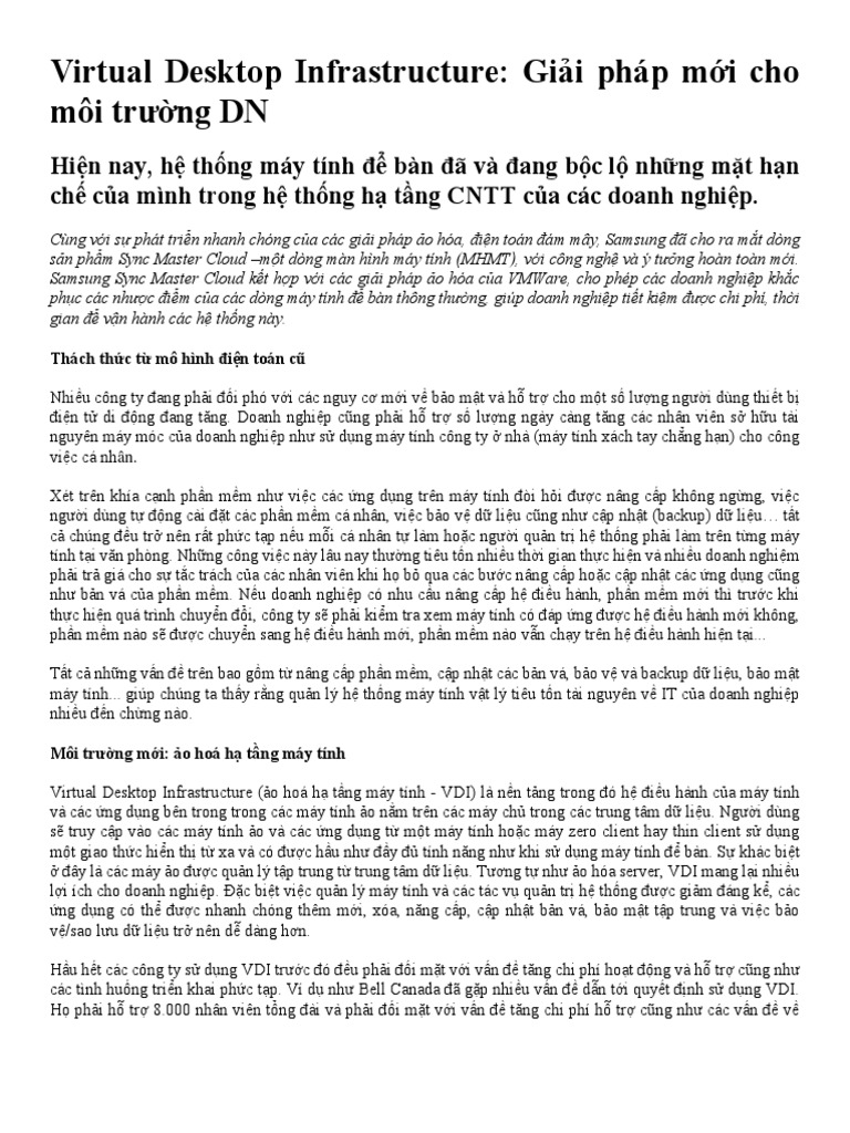 Virtual Desktop Infrastructure-VDI | PDF