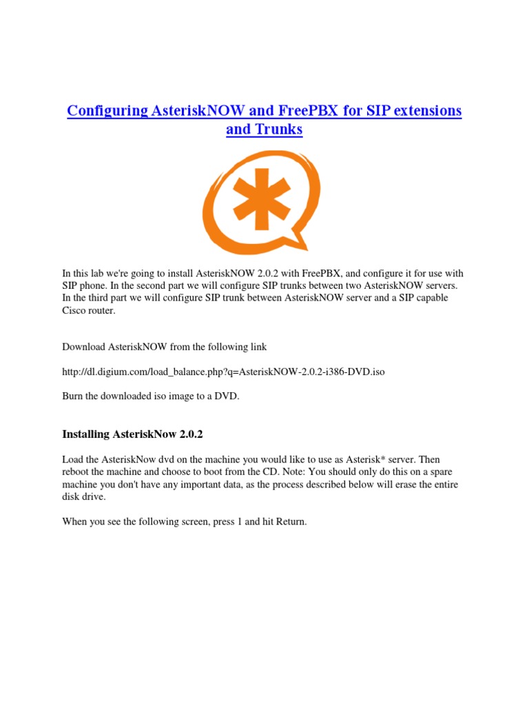 Configuring AsteriskNOW and FreePBX For SIP Extensions and Trunks | PDF | Web Application ...