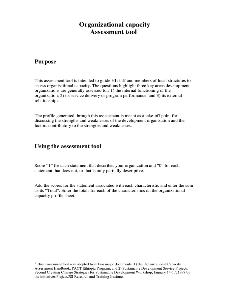 Organizational Capacity Assessment Tool | PDF | Employment | Strategic ...
