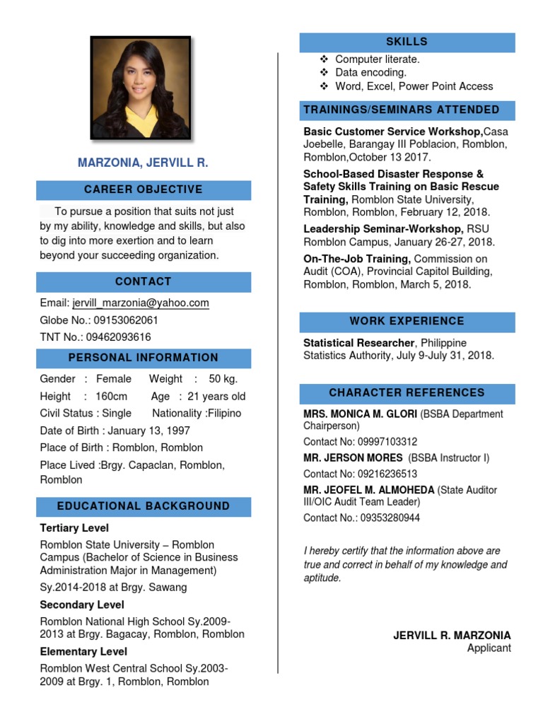 Jervill New Resume | PDF | Behavior Modification | Cognition