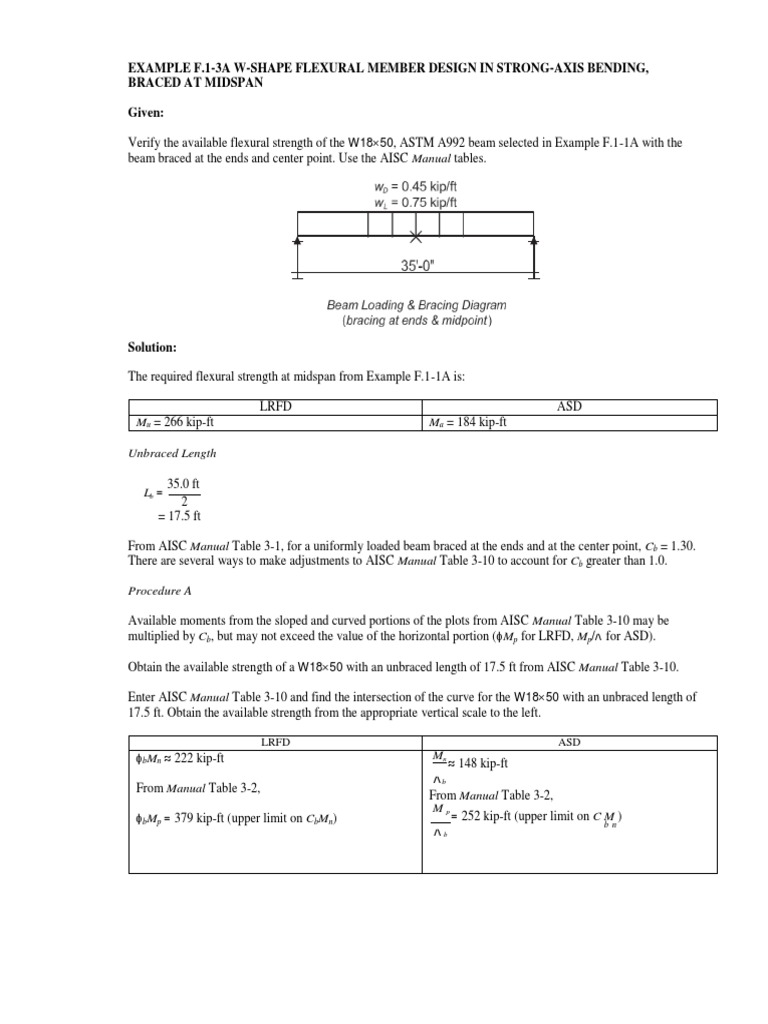 Example F.1-3A W-Shape Flexural Member Design in Strong-Axis Bending ...