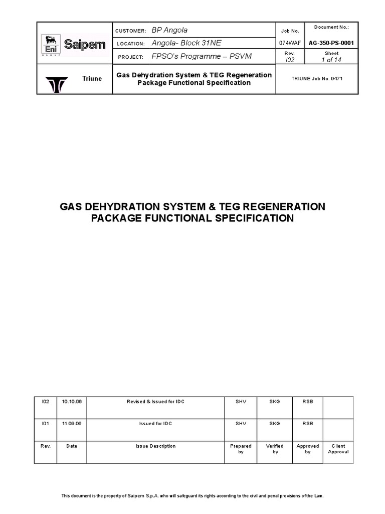 Gas Dehydration System & Teg Regeneration Package Functional ...