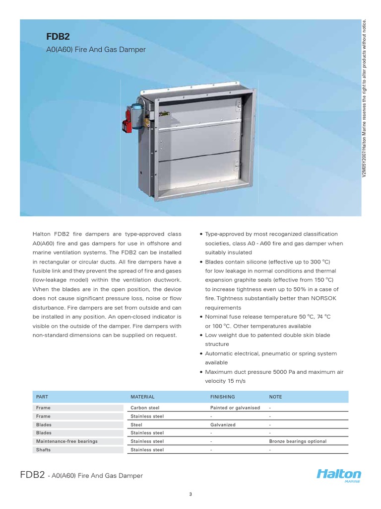 A0(A60) Fire and Gas Damper FDB2 | PDF | Duct (Flow) | Mechanical ...