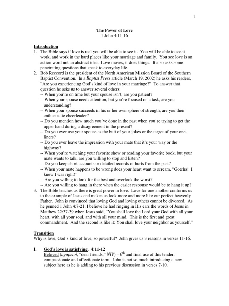 The Power of Love-Sermon | PDF | Love | Jesus