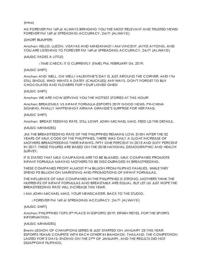 Sample Radio Broad Script | Download Free PDF | Breast Milk | Breastfeeding