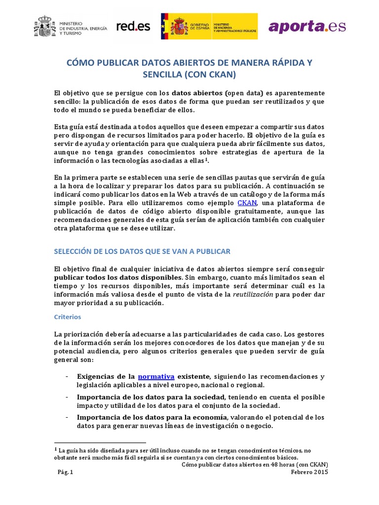Guia Publicar Opendata Ckan | PDF | Metadatos | Xml