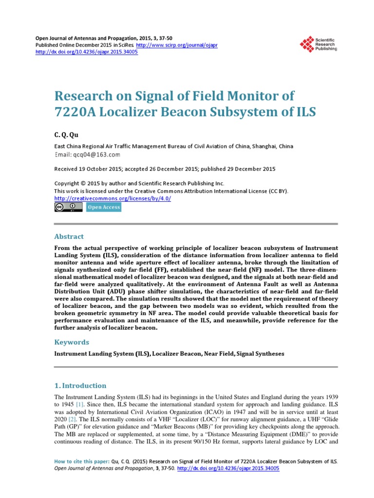 Research On Signal of Field Monitor of 7220A Localizer Beacon Subsystem ...