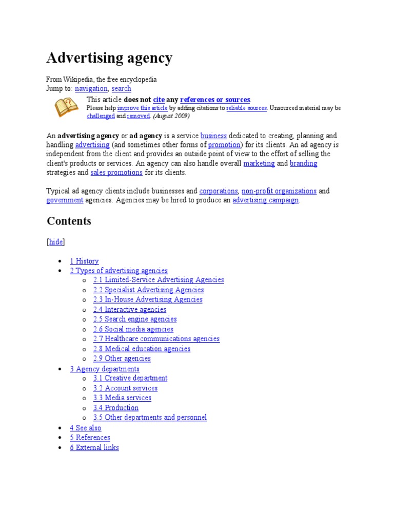Advertising Agency: Cite References or Sources | PDF | Advertising ...