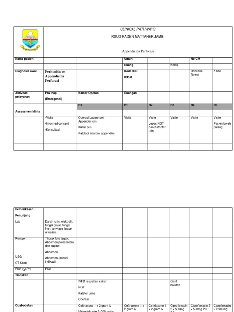 Clinical Pathways for Appendicitis Perforation | PDF | Gastroenterology ...