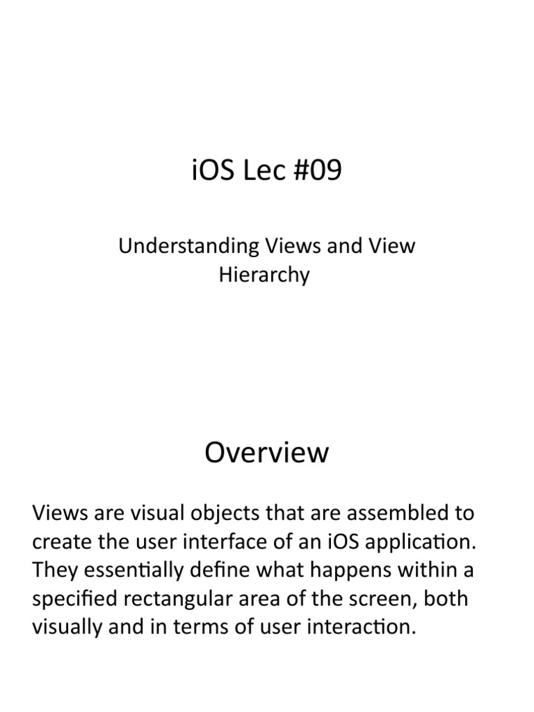 iOS Lec #09: Understanding Views and View Hierarchy | PDF | Ios | Hierarchy