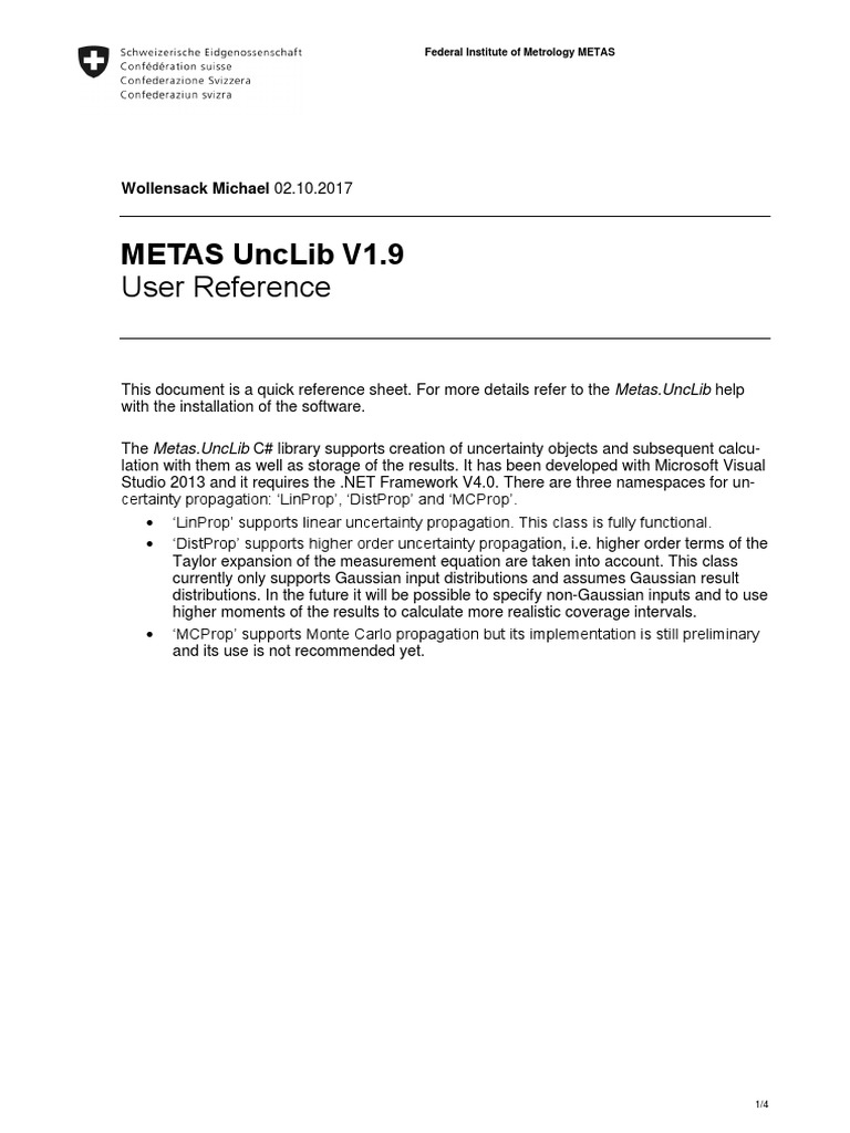 Metas Unclib V1.9: User Reference | PDF | Covariance Matrix | Fast ...