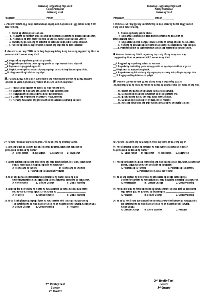 2nd Weekly Test | PDF