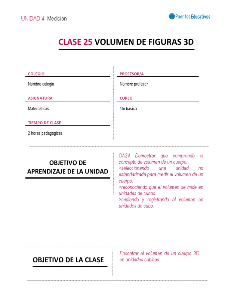 Planificación Calcular Volumen | PDF | Volumen | Evaluación