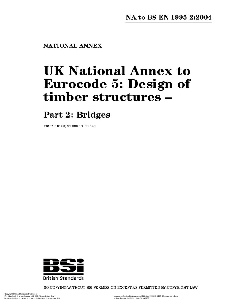UK National Annex To Eurocode 5: Design of Timber Structures | PDF | Standardization | Copyright