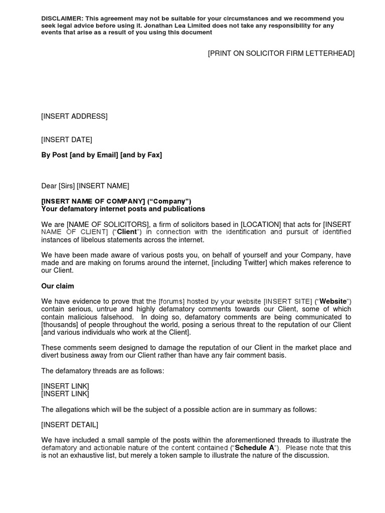 Defamation Notice and Legal Action Steps | PDF | Defamation | Lawsuit