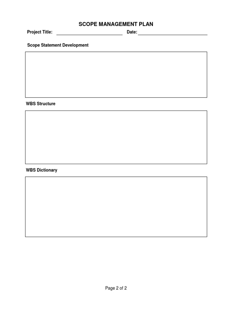 Scope Management Plan: Project Title: Date | PDF | Finance & Money ...