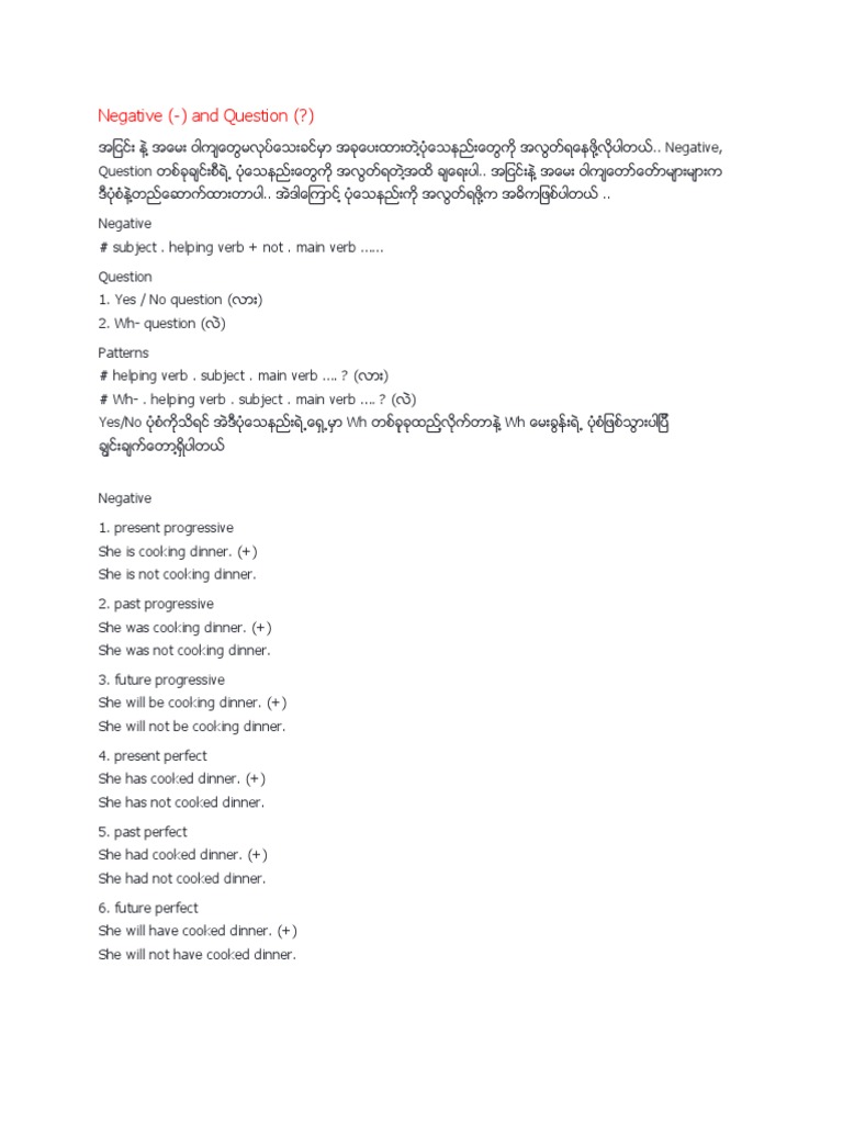 An Explanation of Negative and Question Patterns in English Grammar ...