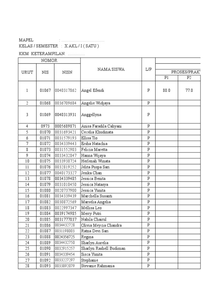 Pengolahan Rapot Keterampilan | PDF