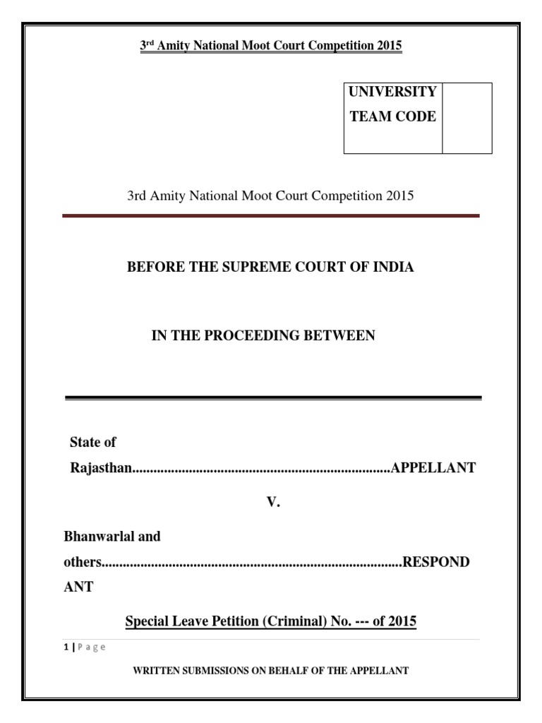 3 Amity National Moot Court Competition 2015 | PDF | Rape | Sentence (Law)