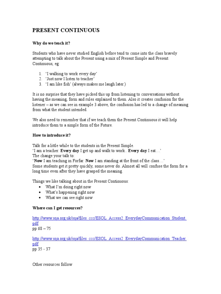 Present Continuous: Why Do We Teach It? | PDF | Morphology | Onomastics