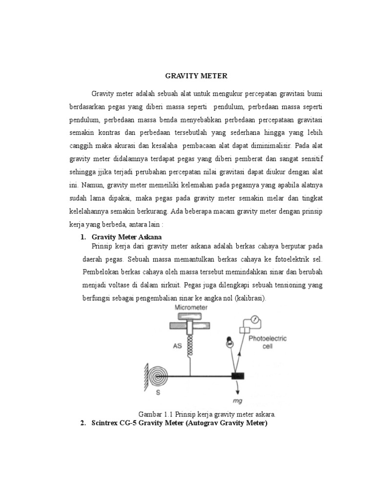 Jenis dan Prinsip Kerja Gravity Meter | PDF