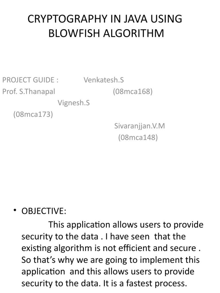 Cryptography in Java Using Blowfish Algorithm | PDF | Art