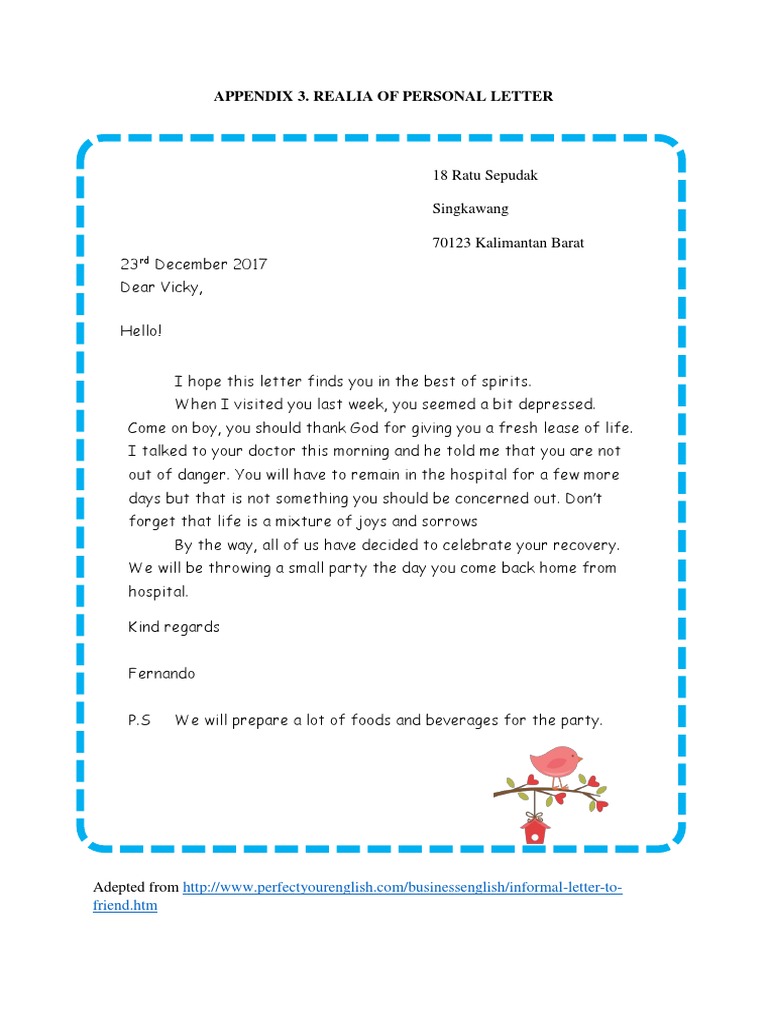Personal Letter Example for Recovery | PDF
