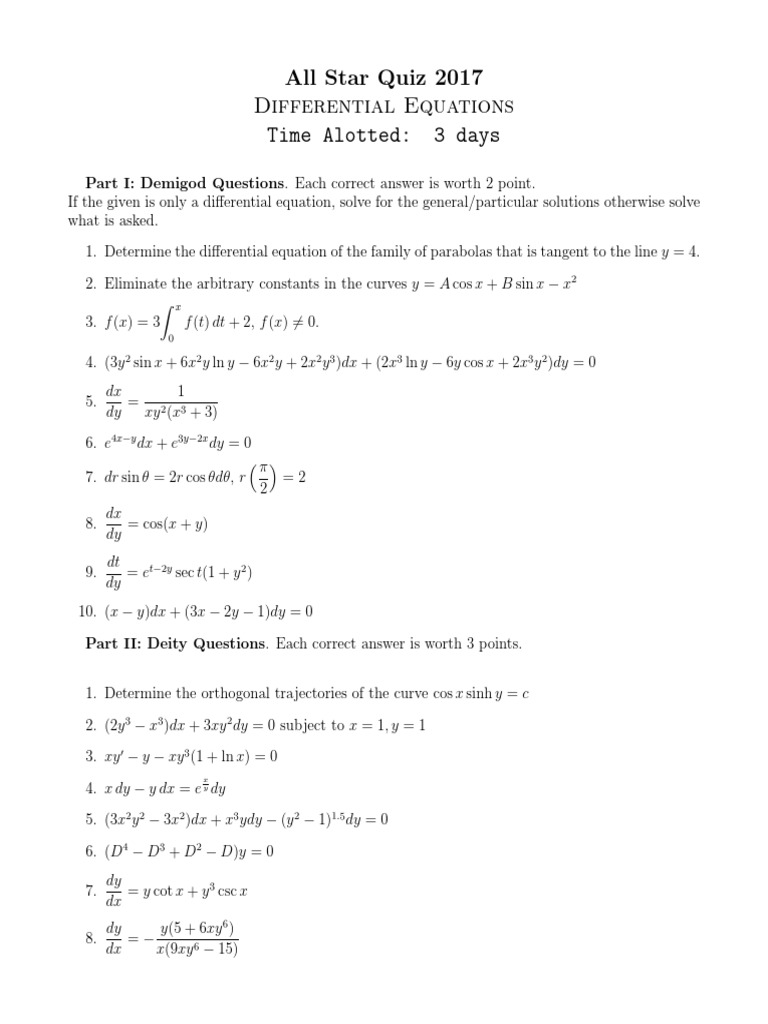 Differential Equations | PDF | Gravity | Equations