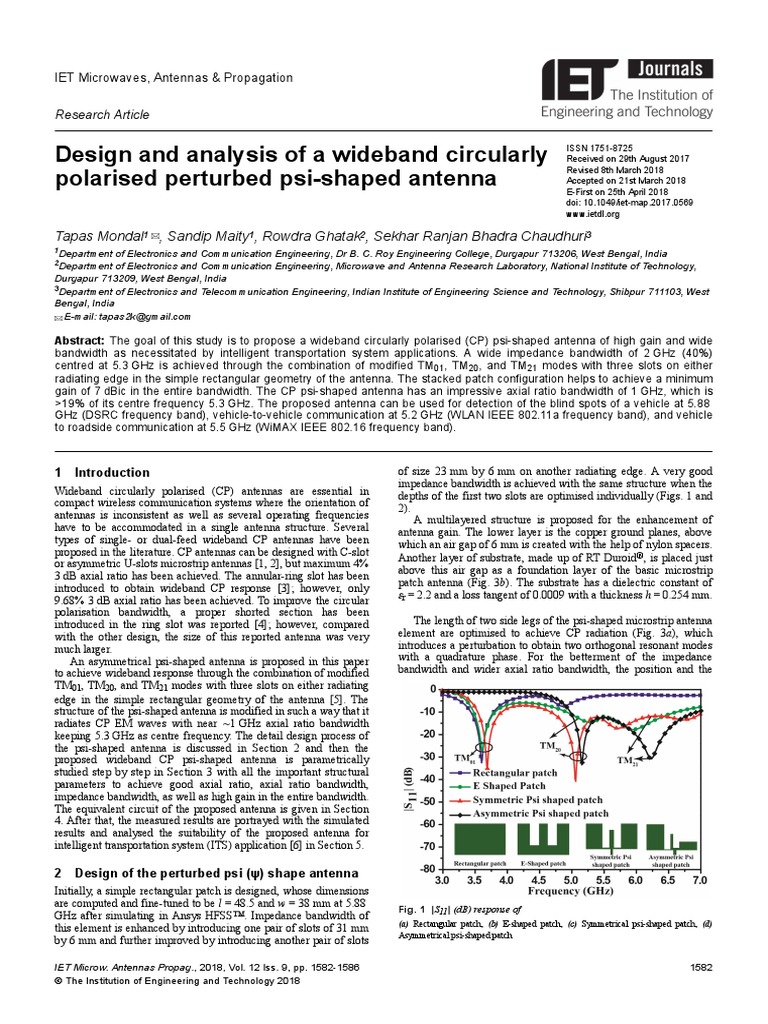 Designand Analysisofawideband PDF | PDF | Bandwidth (Signal Processing) | Antenna (Radio)