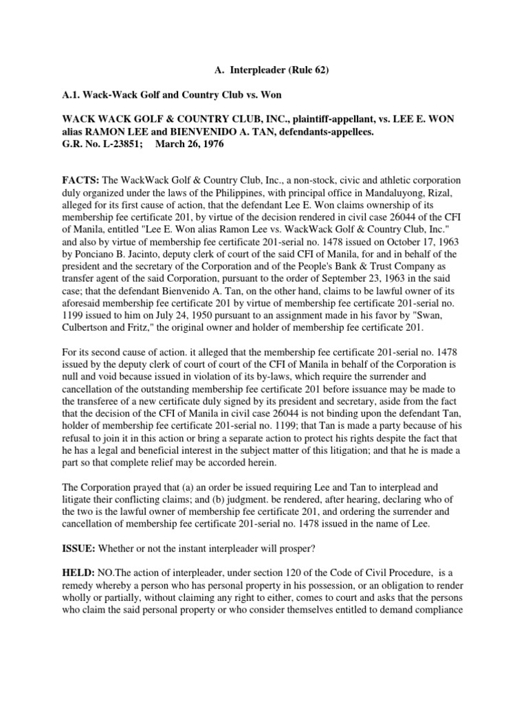 CASE DIGESTS - Compilation - Special Civil Action | PDF | Lawsuit ...