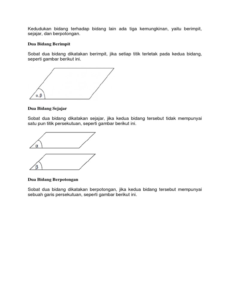 Kedudukan Bidang Terhadap Bidang Lain Ada Tiga Kemungkinan | PDF