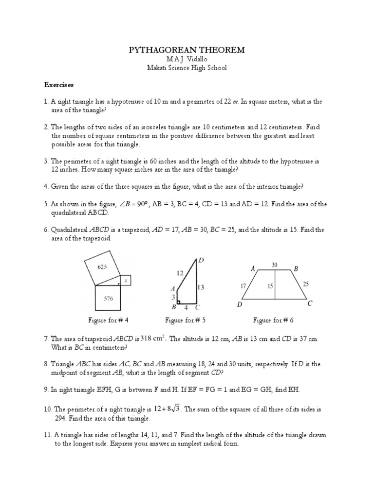 Handout 1.4 Pythagorean Theorem | PDF | Triangle | Area