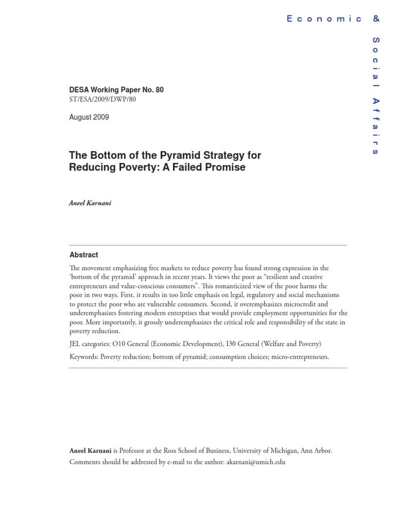 The Bottom of The Pyramid Strategy For Reducing Poverty: A Failed ...