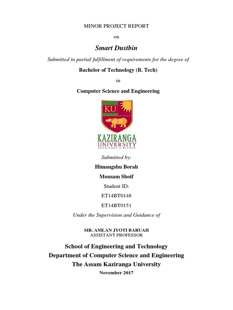 IoT-Based Smart Dustbin Project Report | PDF | Electric Motor | Direct ...