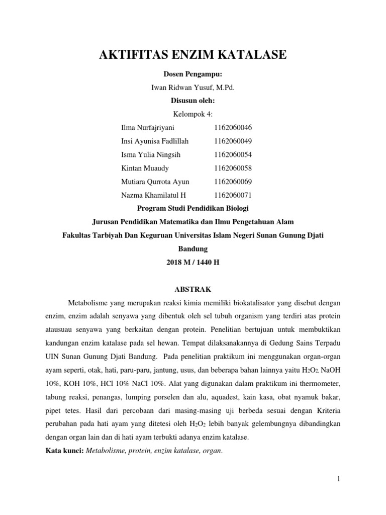 Aktivitas Enzim Katalase | PDF