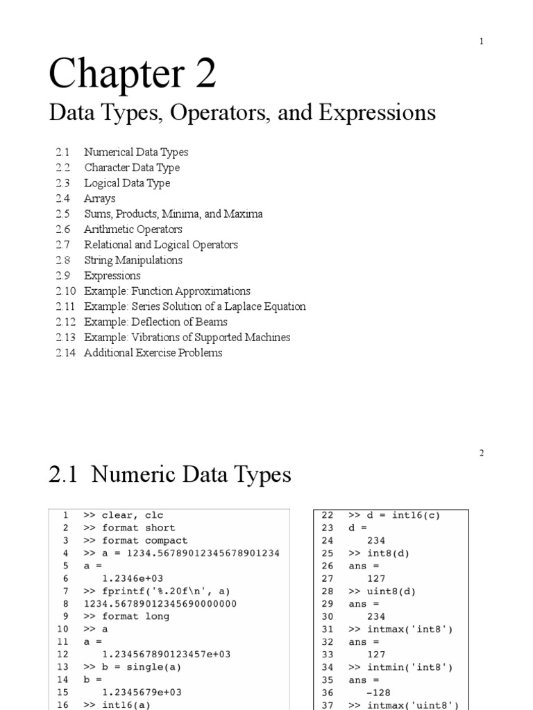 Data Types, Operators, and Expressions | PDF | Data Type | Matrix ...