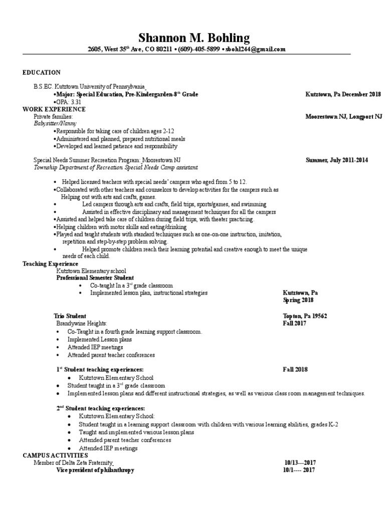 Special Education Professional Resume | PDF | Special Education | Teachers